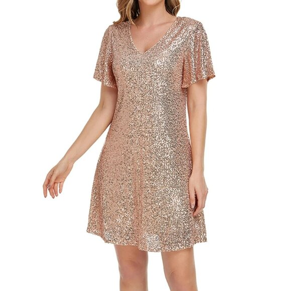 Adrienne | Dresses | Nwt Adrienne Angle Front Shift Dress Taupegold ...